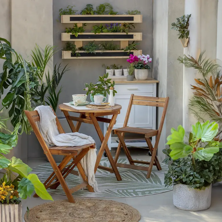 JUST HOME COLLECTION - Juego de Terraza Balcón Catania 2 Personas Madera | Ofertitas