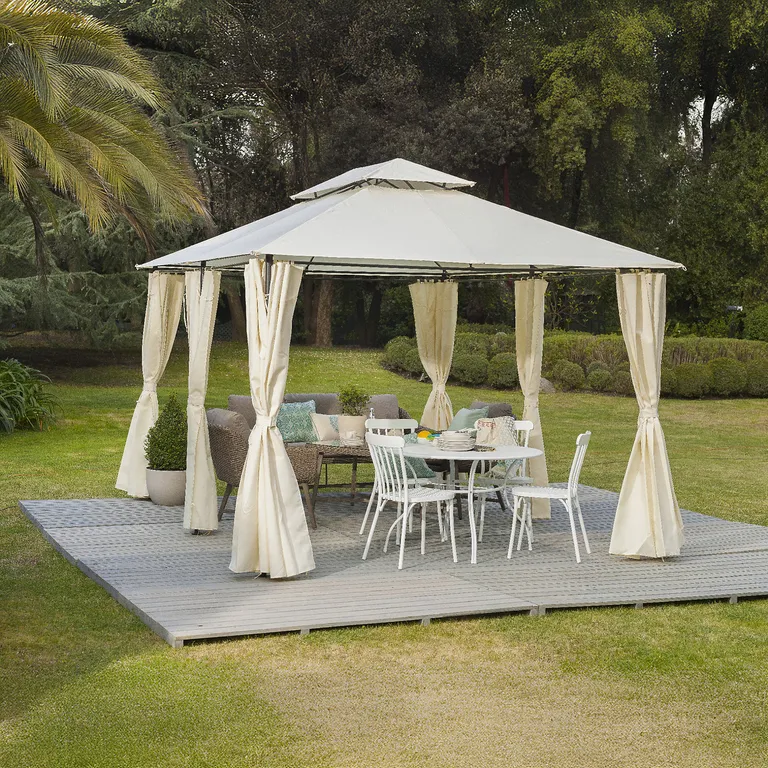 JUST HOME COLLECTION - Pérgola con Techo Negro Acero 300x300x230 cm ...