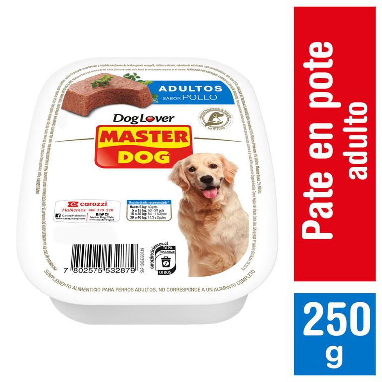 MASTER DOG - Alimento húmedo paté para perro adulto 250 gr pollo ...