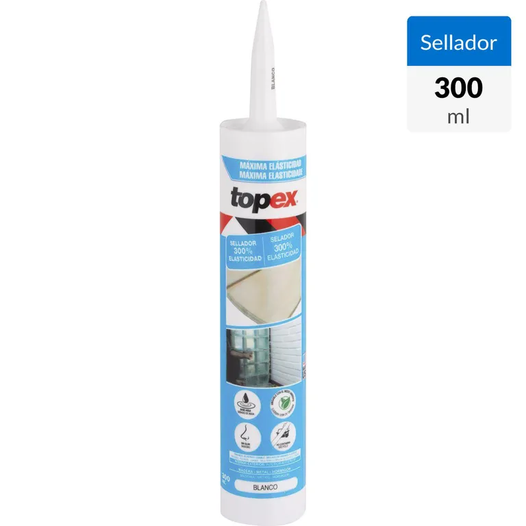 TOPEX - Sellador Elástico 300 ml Multiuso Blanco con Fungicida y Filtro Uv | Ofertitas