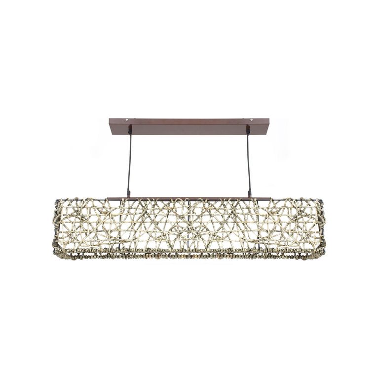 JUST HOME COLLECTION - Lámpara Colgante Rectangular Ratán Café | Ofertitas