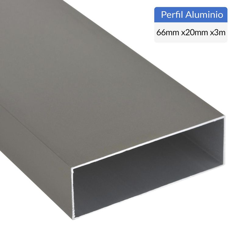 SUPERFIL - Perfil Tubular Gris Aluminio 66x20x1 mm 3 m | Ofertitas