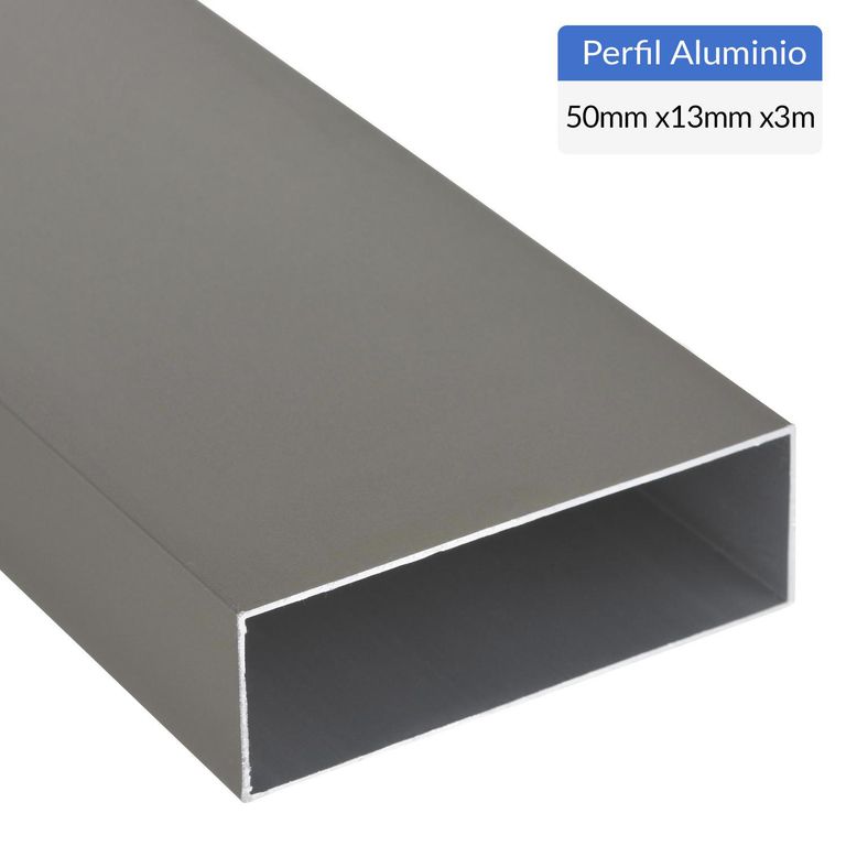 SUPERFIL - Perfil Tubular Gris Aluminio 50x13x1 mm 3 m | Ofertitas