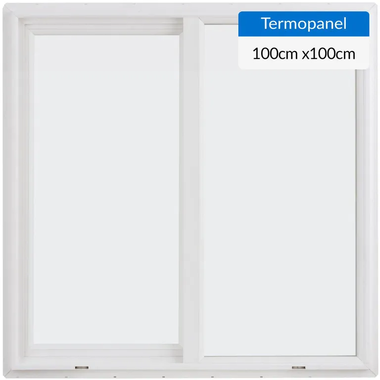 WINTEC - Ventana termopanel Low-E PVC 100x100 cm blanco corredera | Ofertitas