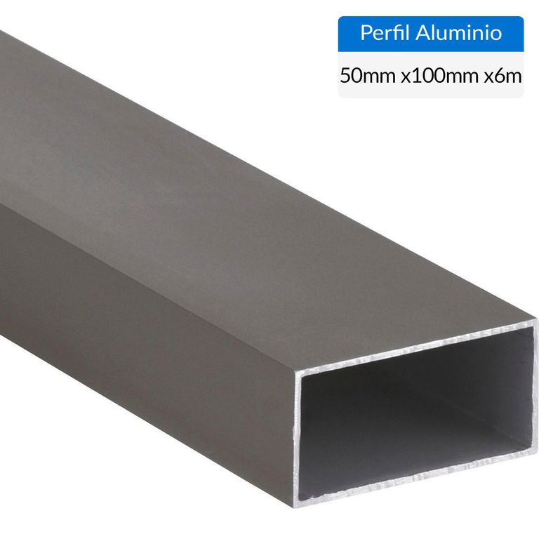SUPERFIL - Perfil Tubular Gris 6 unidades Aluminio 100x50x1,5 mm 6 m ...