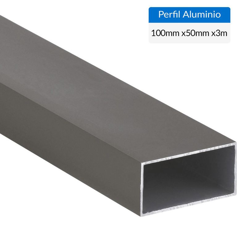 SUPERFIL - Perfil Tubular Gris 6 unidades Aluminio 100x50x1,5 mm 3 m ...