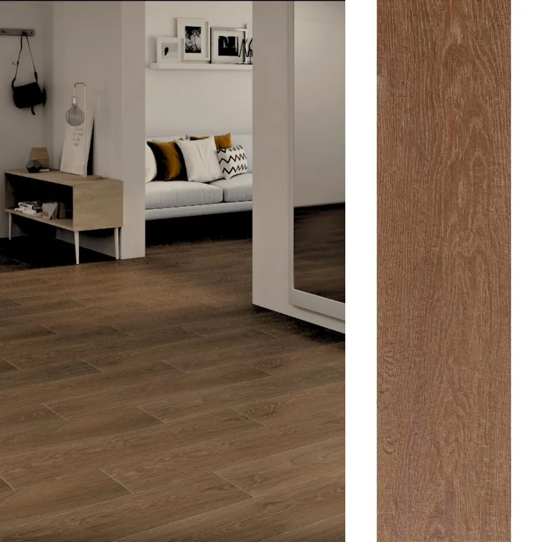 ECOCERAMIC - Porcelanato 25x100 cm Nobuk Café Roble 1.5 m2 | Ofertitas