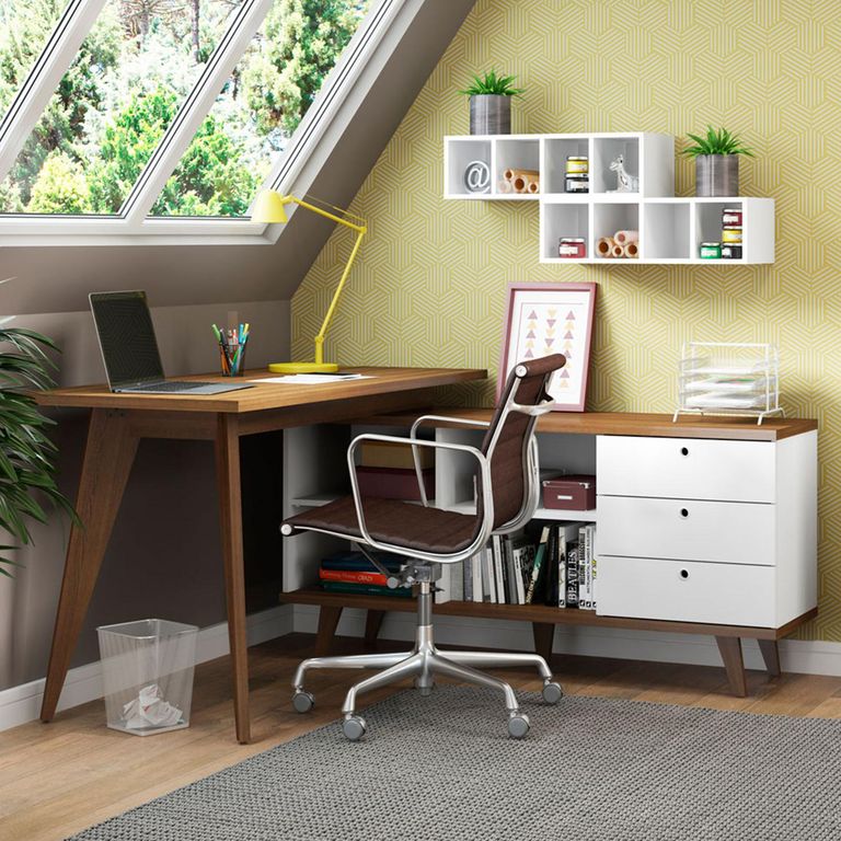 MOBILO - Escritorio 230X60X77 cm MDP rústico/blanco | Ofertitas