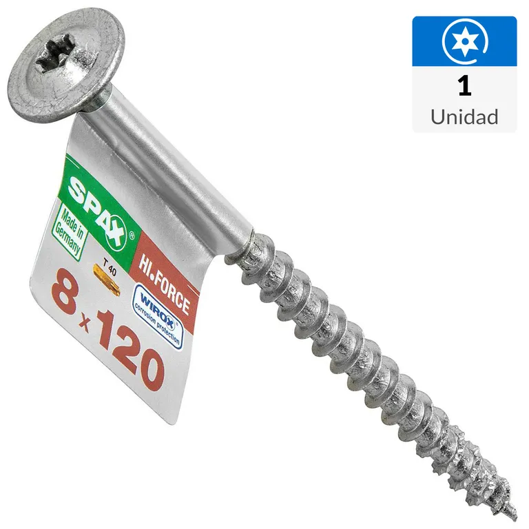 SPAX AMERICAN SCREW - Tornillo Spax Tirafondo Cabeza Lenteja Madera Aglomerada 120 mm 8 mm 1 ...