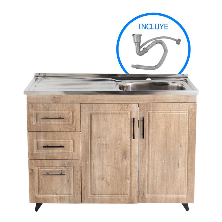 DOMSA - Kit mueble lavaplatos 100WI nogal 100x90x50 cm | Ofertitas