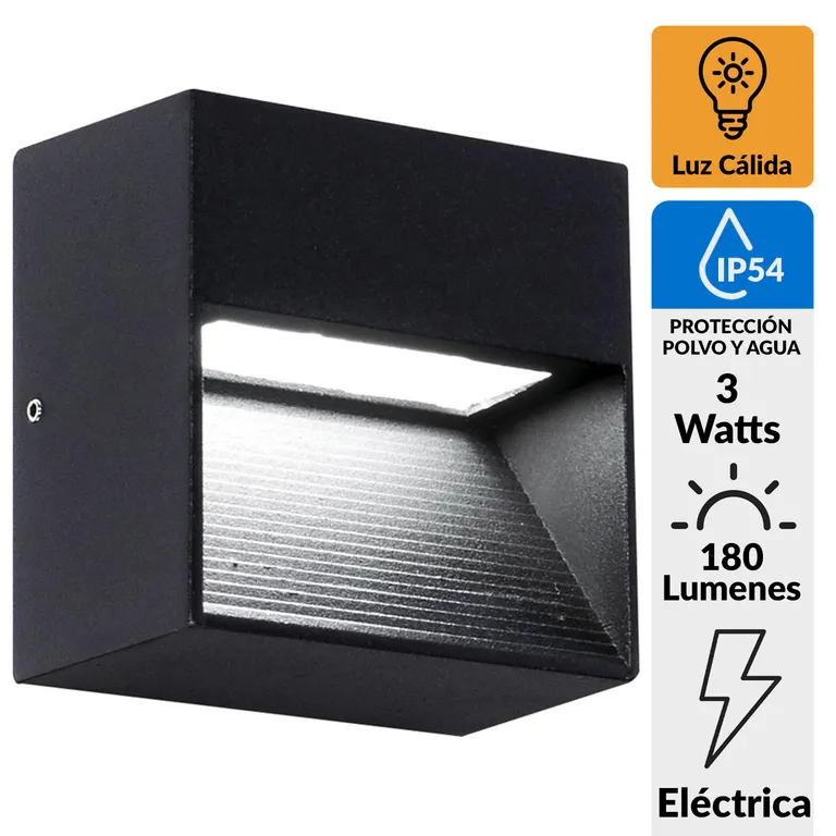 HB LEDS - Apliqué Exterior Led Sobrepuesto Cuadrado 3 W IP 54 180 lm ...