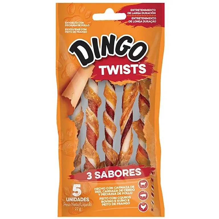 DINGO - Snack para Perro Adulto POLLO CERDO RES 40 gr | Ofertitas