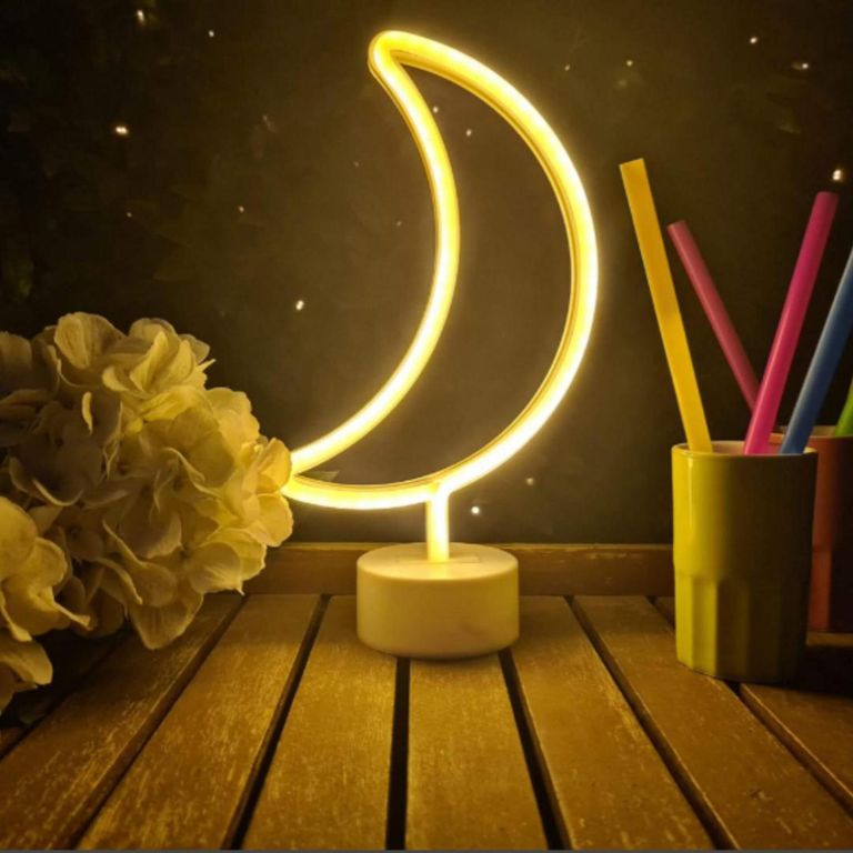 LEDZONE - Letrero Led Luna Dorado 8.5x16.7 cm | Ofertitas
