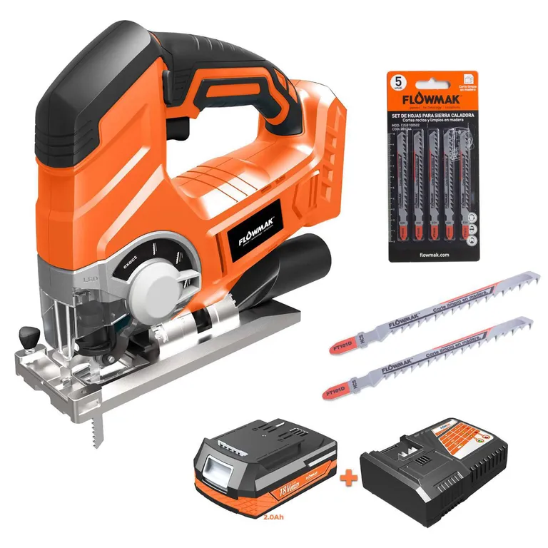 FLOWMAK - Combo sierra calar 18v c/set 5 hojas calar | Ofertitas