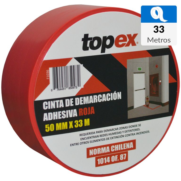 TOPEX - Cinta demarcatoria roja 50 mm x 33 m | Ofertitas