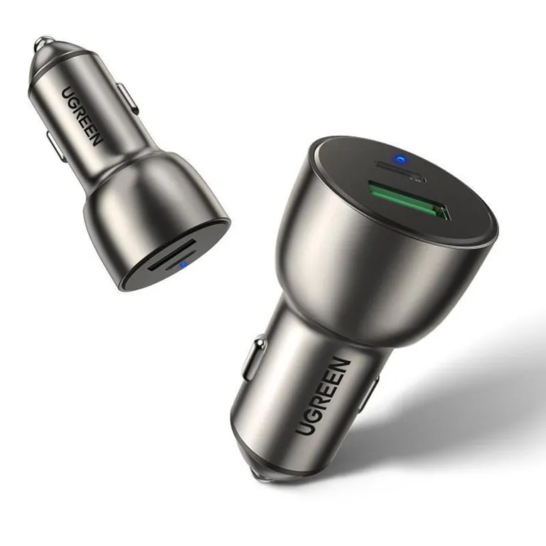 UGREEN - Cargador Automóvil de Doble Puerto USB-C y USB-A de Carga Rápida 52.5W Máx. en Aluminio ...