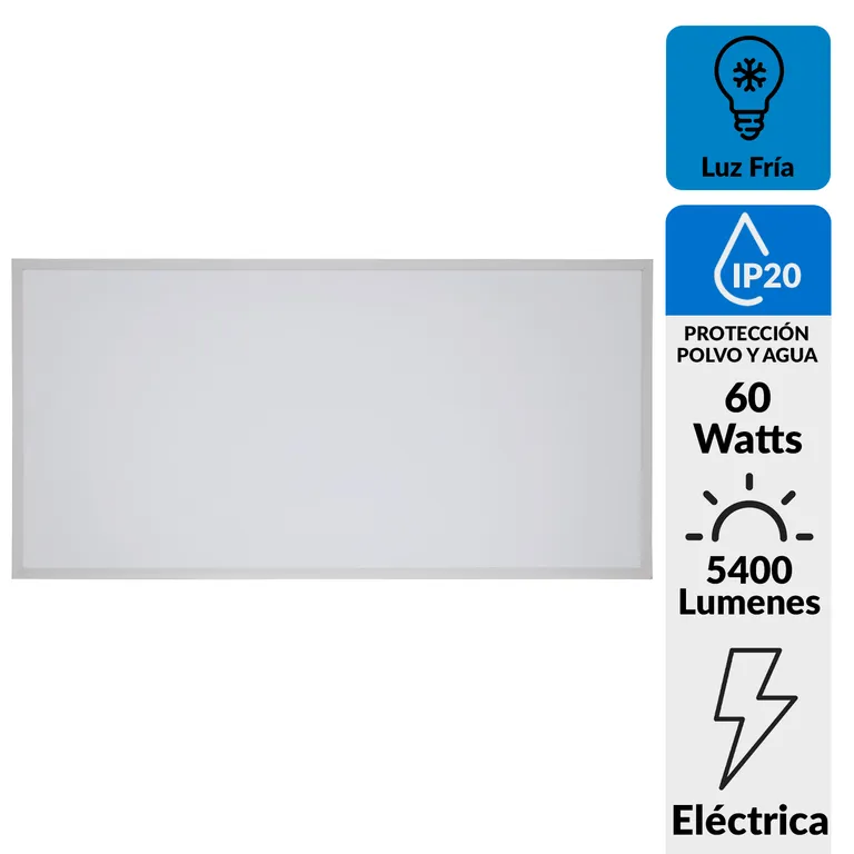 HALUX - Panel led empotrado 60x120 5400 lm Luz Fria 60 watts | Ofertitas