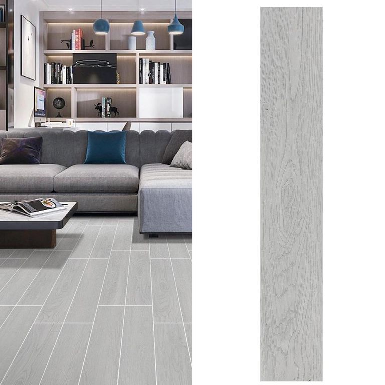 HOLZTEK - Gres Porcelánico 15x90 cm YALE LIGHT GREY Gris Claro 1.08 m2 ...