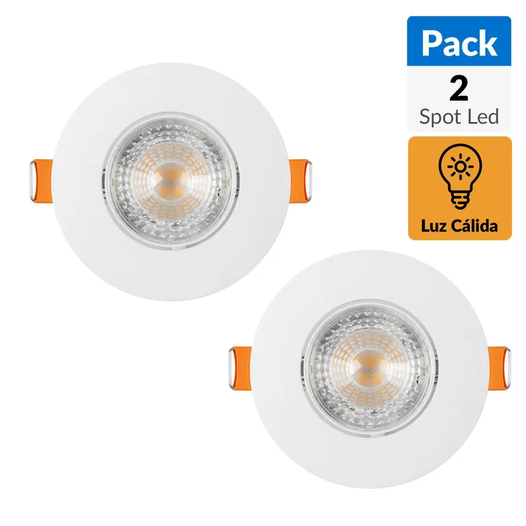 DAIRU - Pack 2 Foco Led Spot Empotrado Redondo 5 W Plástico Blanco ...