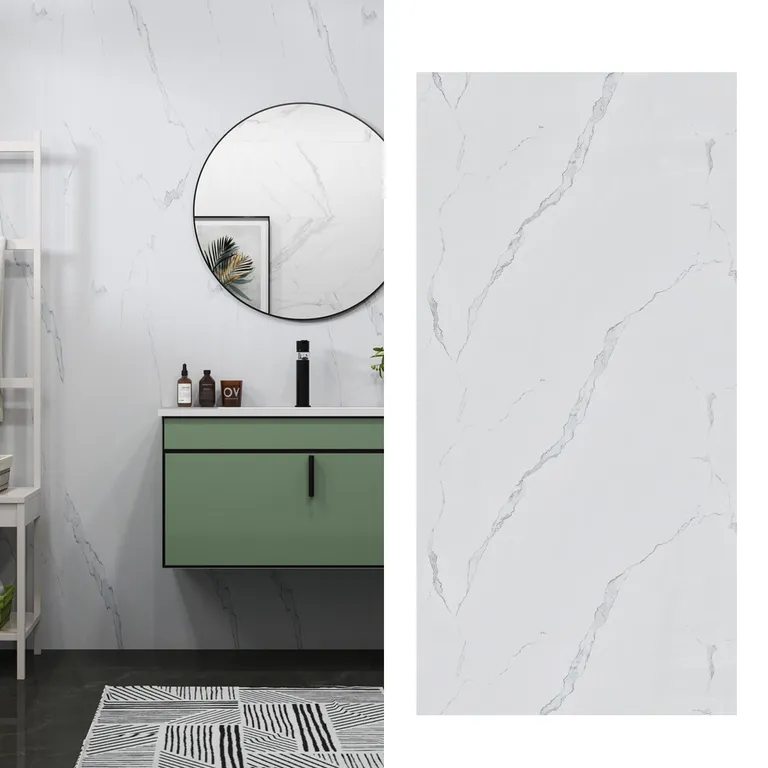 HOLZTEK - Wall Panel Calacata 120x240 cm Blanco Marmol 2.88 m2 | Ofertitas