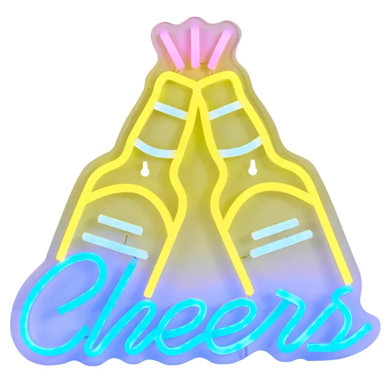 JUST HOME COLLECTION - Letrero Neon Cheers Blanco 2x32 cm | Ofertitas