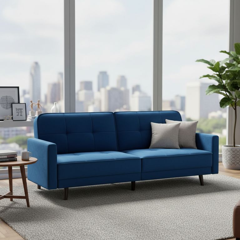 JUST HOME COLLECTION - Futón Bastia Azul 196x78.5x77 cm | Ofertitas